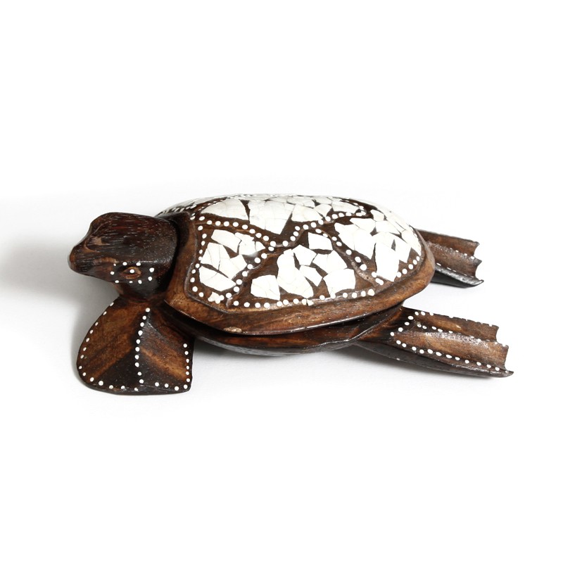 Carved Wood Turtle Trinket Box with Shell Covered Back » Kode-Store.co.uk