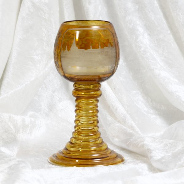 Vintage Amber Coloured German Etched Hock Glass » Kode-Store.co.uk